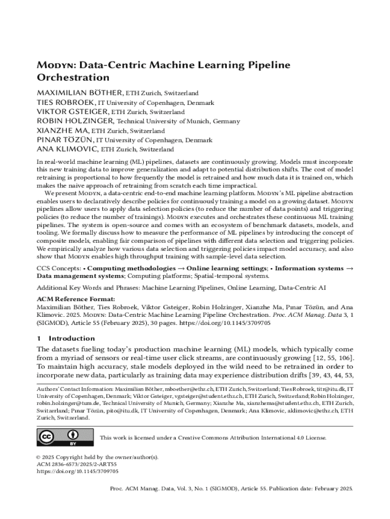 Fillable Online Modyn: Data-Centric Machine Learning Pipeline Fax Email Print - pdfFiller