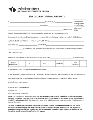 Fillable Online Self Declaration for Nid Design Aptitude Test Exam 2025 ...