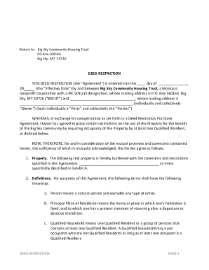 Fillable Online Deed Restriction Fax Email Print - pdfFiller