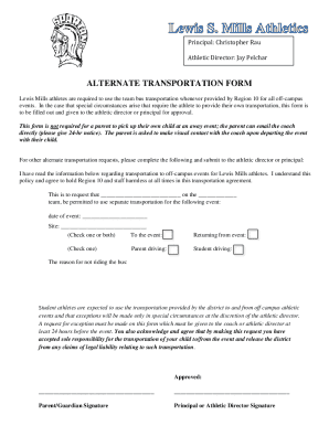 Fillable Online Lewis Mills Alternate Transportation Request Fax Email Print - pdfFiller