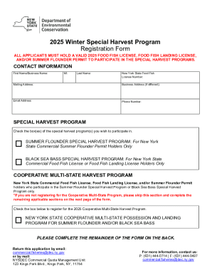 Fillable Online 2025 Winter Special Harvest Program Registration Fax ...