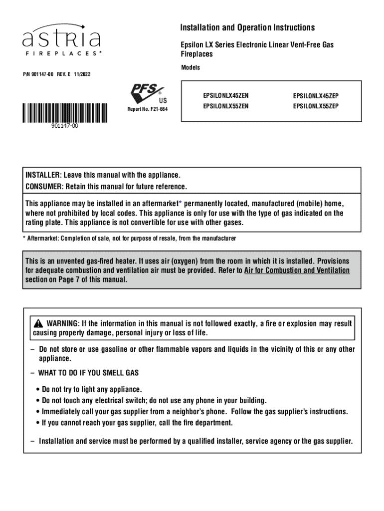Fillable Online Epsilon LX Series Electronic Linear Vent-Free Gas Fax Email Print - pdfFiller