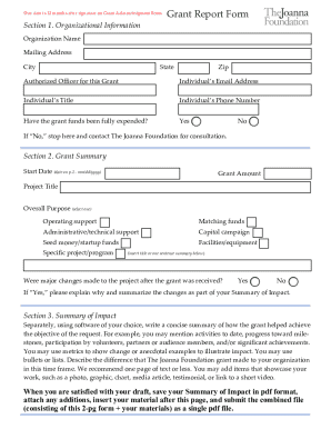 Fillable Online Grant Report Form Fax Email Print - pdfFiller