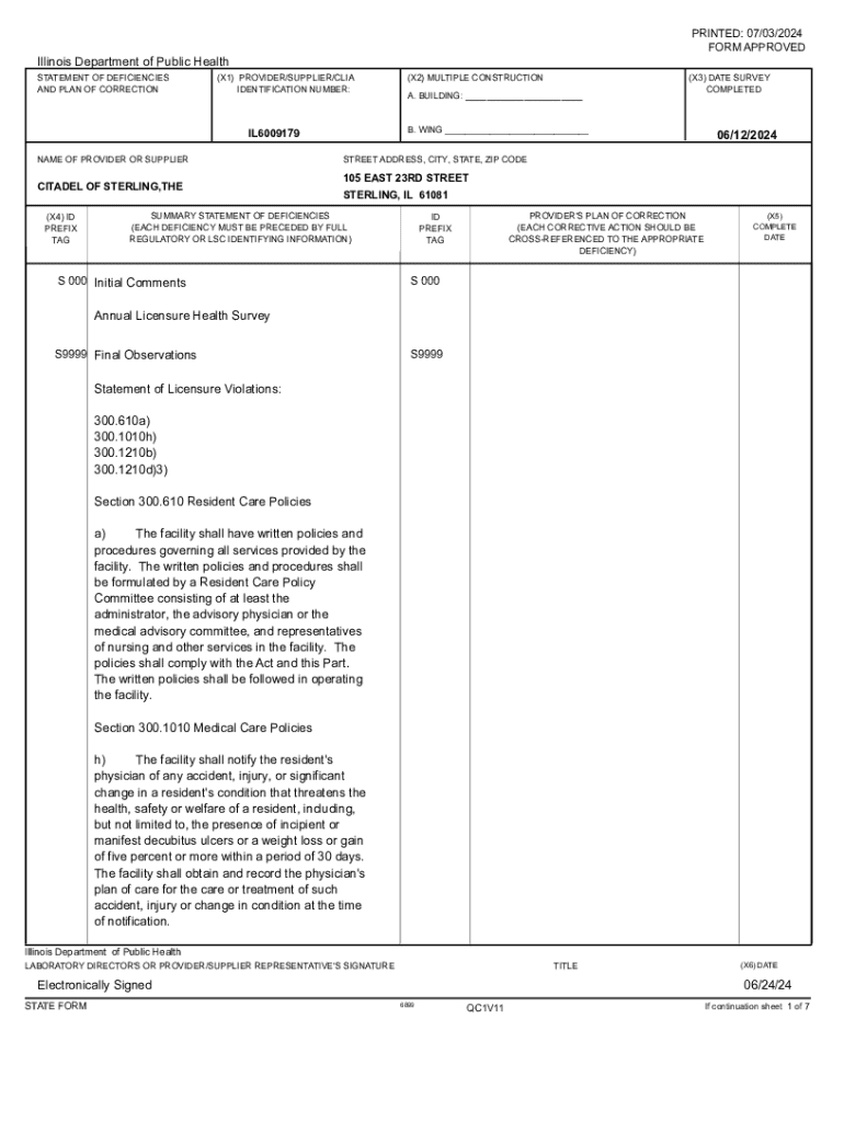 Fillable Online Illinois Department of Public Health Statement of ...