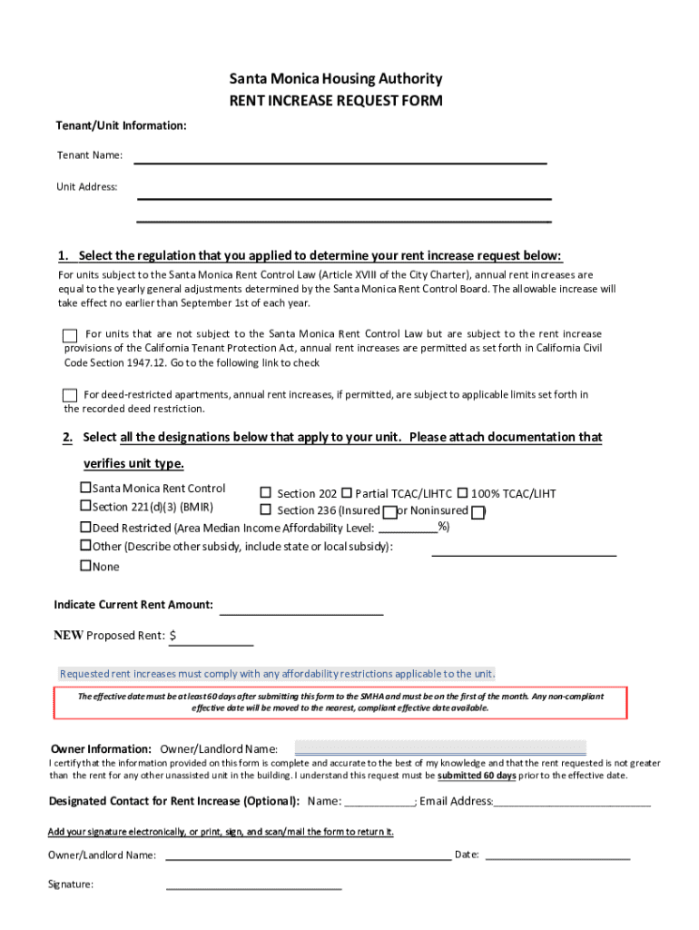 Fillable Online Rent Increase Timing Guidelines Fax Email Print - pdfFiller