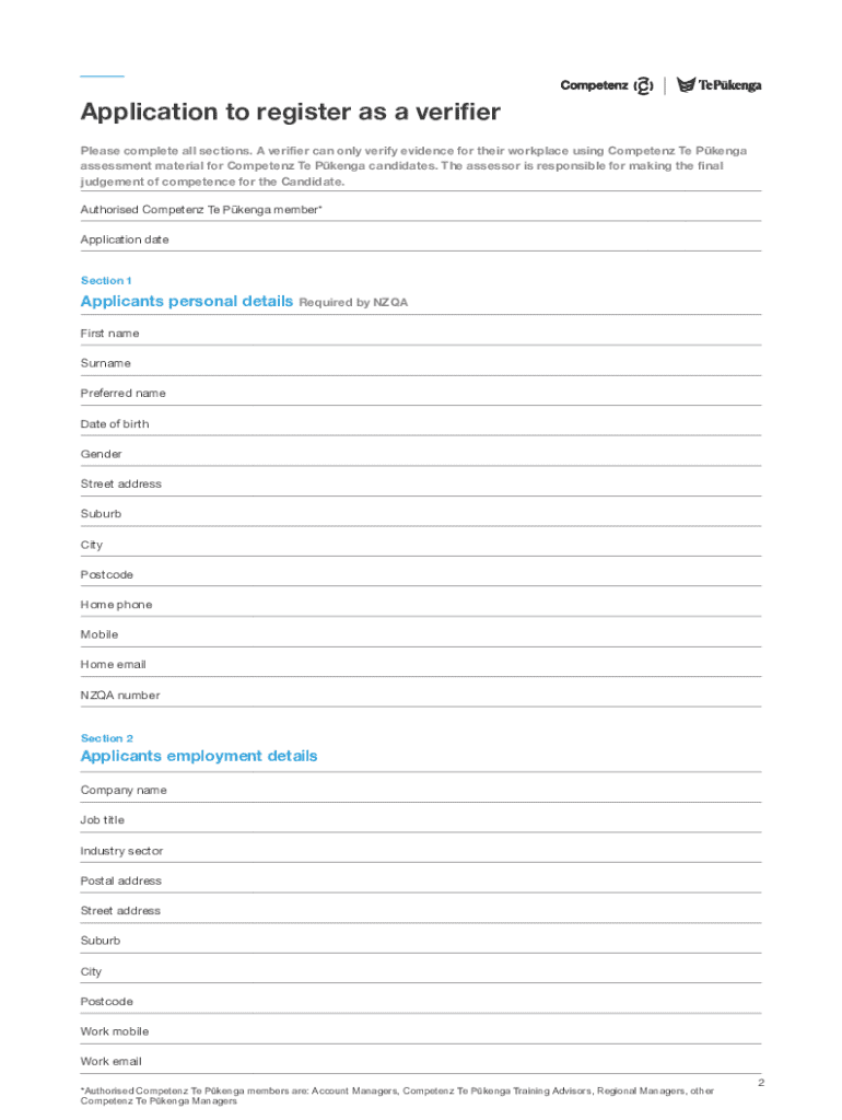 Fillable Online Application to Register as a Verifier Fax Email Print - pdfFiller