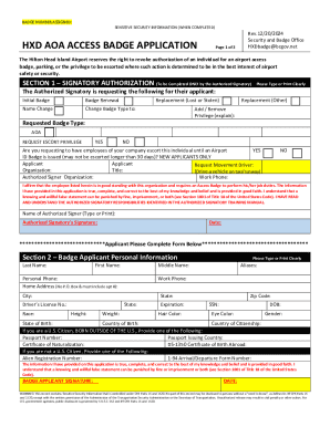 Fillable Online Hxd Aoa Access Badge Application Fax Email Print ...