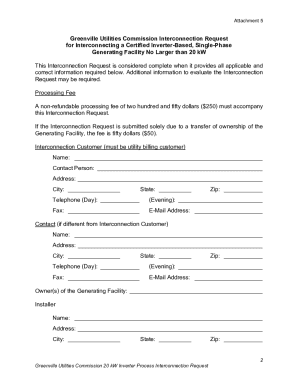 Fillable Online Interconnection Request for Certified Inverter-based Generating Facilities Fax ...