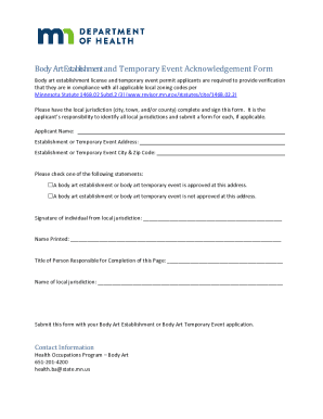 Fillable Online Body Art Establishment and Temporary Event ...