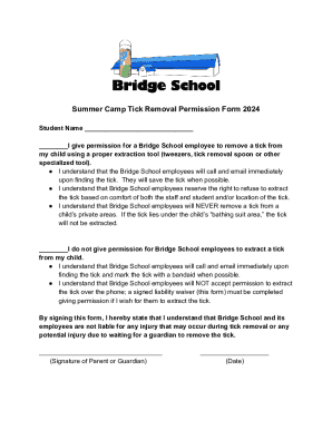 Fillable Online Summer Camp Tick Removal Permission Form 2024 Fax Email ...