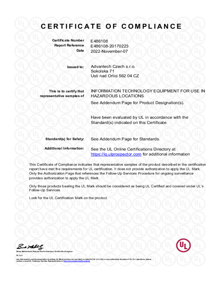 Fillable Online Certificate of Compliance Fax Email Print - pdfFiller
