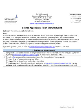 Fillable Online Resin Manufacturing License Application Fax Email Print - pdfFiller