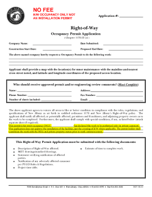 Fillable Online Right-of-way Occupancy Permit Application Fax Email ...