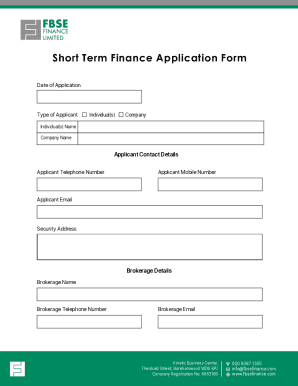 Fillable Online Short Term Finance Application Fax Email Print - pdfFiller