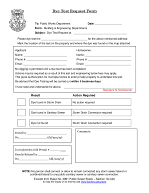 Fillable Online Dye Test Request Fax Email Print - pdfFiller