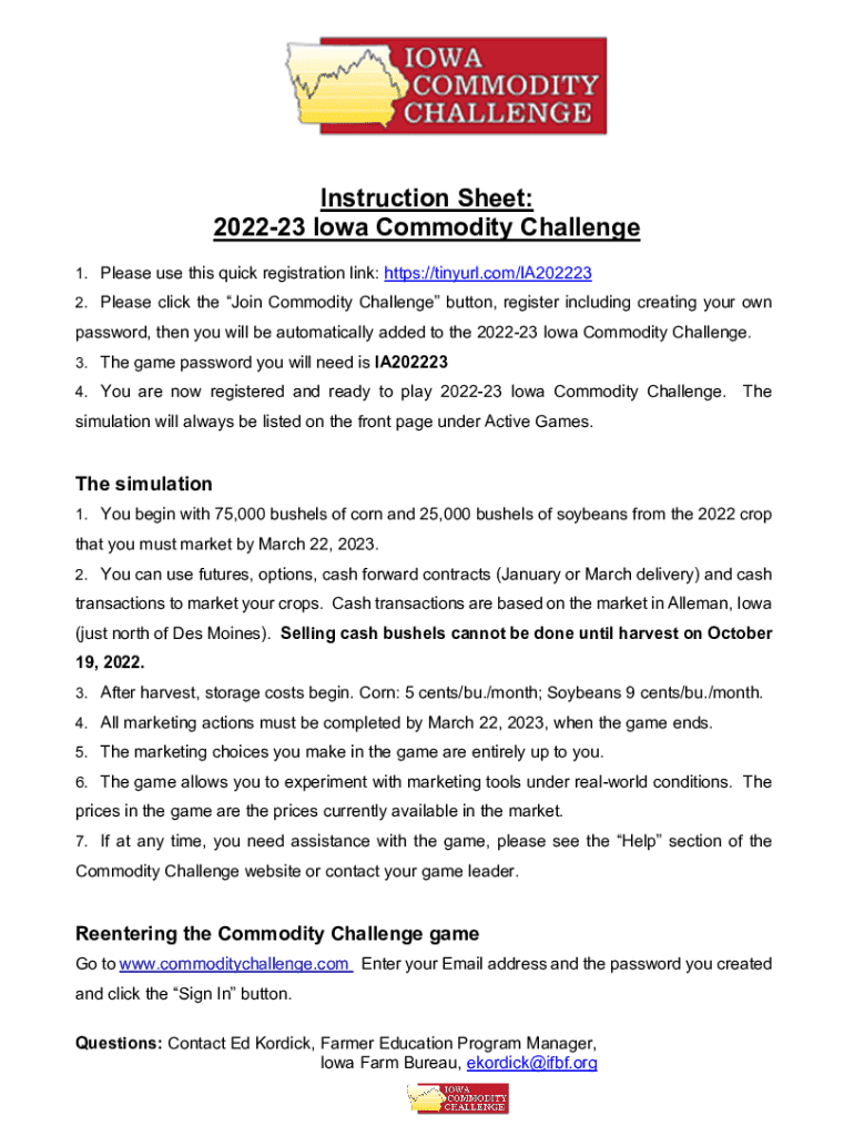 Fillable Online 2022-23 Iowa Commodity Challenge Fax Email Print ...