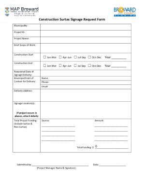 Fillable Online Construction Surtax Signage Request Form Fax Email ...