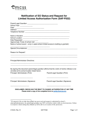 Fillable Online Notification of so Status and Request for Limited ...