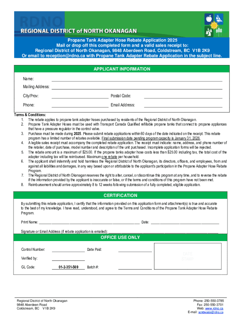 Fillable Online Propane Tank Adapter Hose Rebate Application Fax Email Print - pdfFiller