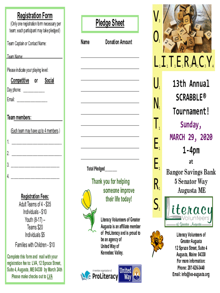 Fillable Online 13th Annual Scrabble® Tournament Registration Fax Email ...