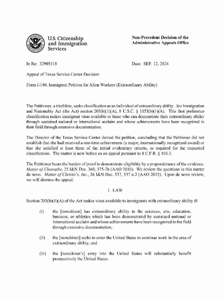 Fillable Online Non-precedent Decision of the Administrative Appeals Office Fax Email Print ...