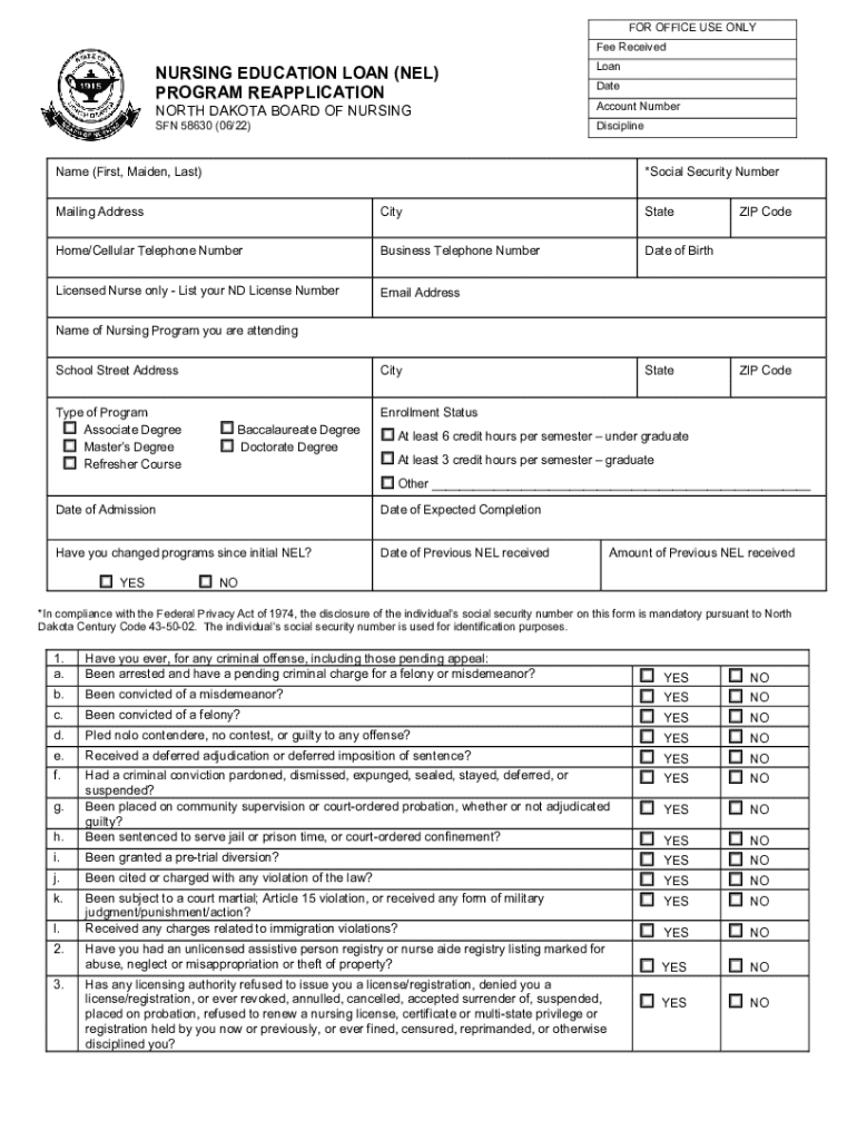 Fillable Online Nursing Education Loan Reapplication Form Fax Email ...