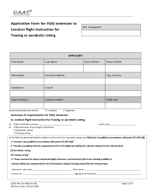 Fillable Online Application Form for Fi(a) Extension to Conduct Flight Instruction Fax Email ...