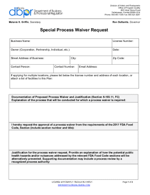 Fillable Online Special Process Waiver Request Form Fax Email Print ...
