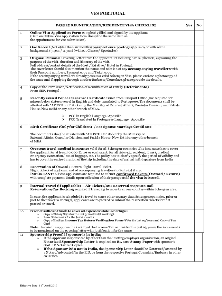 Fillable Online Family Reunification/residence Visa Checklist Fax Email ...