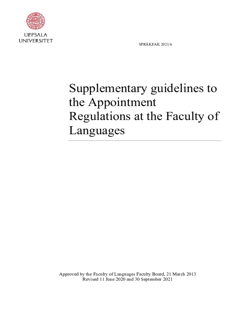 Fillable Online Supplementary Guidelines to the Appointment Regulations ...