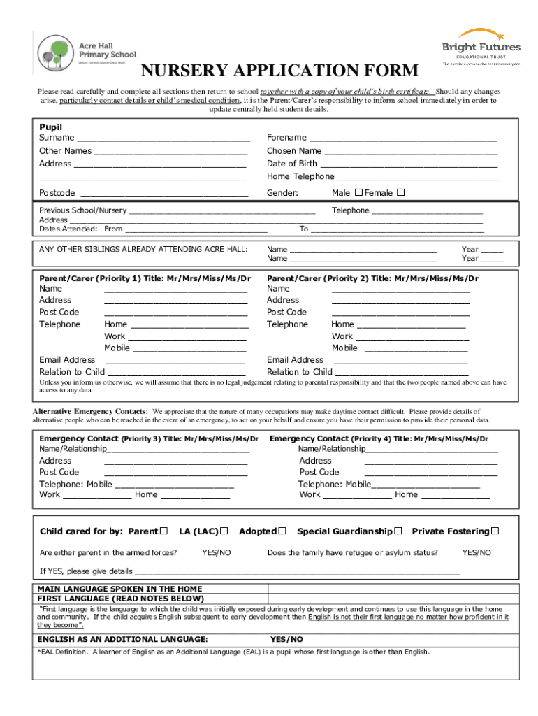Fillable Online Nursery Application Form Fax Email Print - pdfFiller