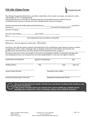 Fillable Online Vb Life Claim Form Fax Email Print - pdfFiller