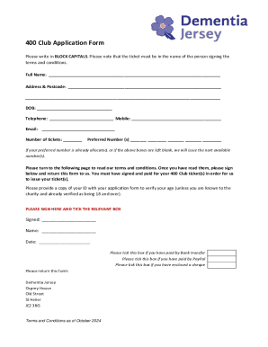 Fillable Online 400 Club Application Form Fax Email Print - pdfFiller