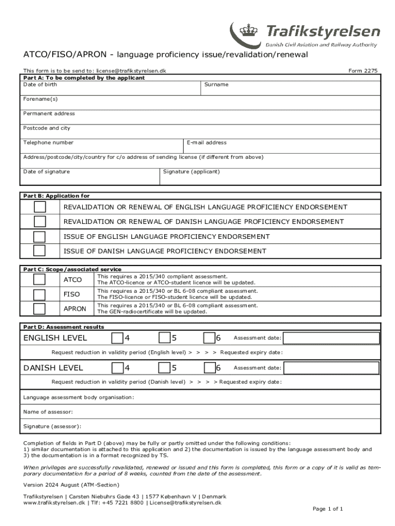 Fillable Online Atco/fiso/apron - Language Proficiency Issue/revalidation/renewal Fax Email ...