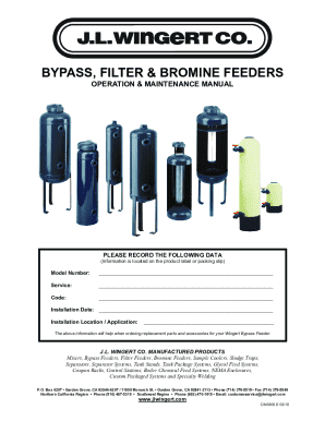 Fillable Online by-pass, Filter & Bromine Feeders Fax Email Print ...