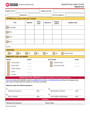 Fillable Online Benefited Employee Stipend Form Fax Email Print - pdfFiller