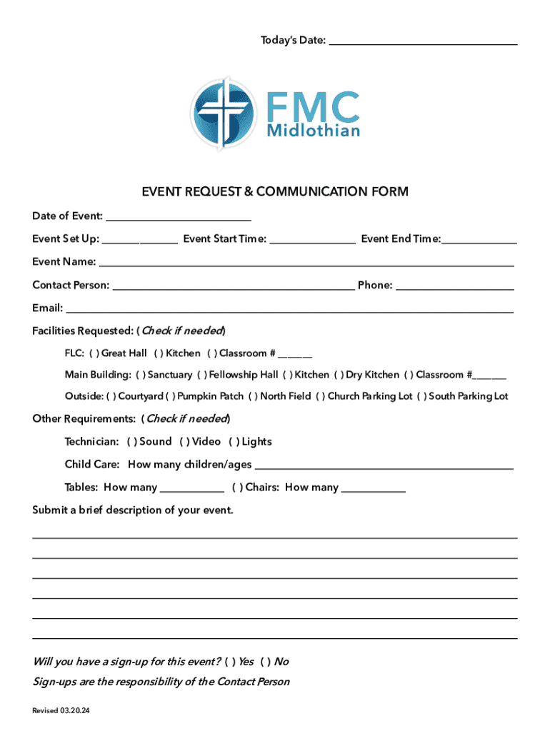 Fillable Online Event Request & Communication Form Fax Email Print - pdfFiller