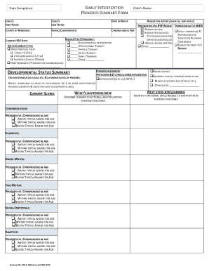 Fillable Online Early Intervention Progress Summary Fax Email Print ...