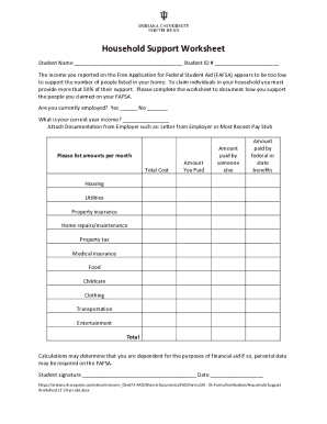 Fillable Online Household Support Worksheet Fax Email Print - pdfFiller