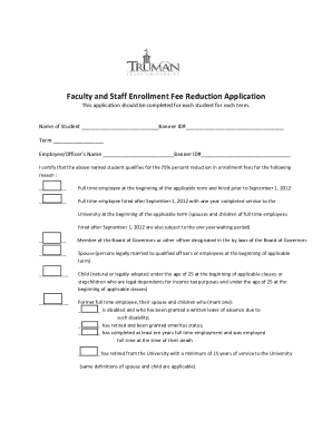 Fillable Online Enrollment Fee Reduction Application Fax Email Print ...