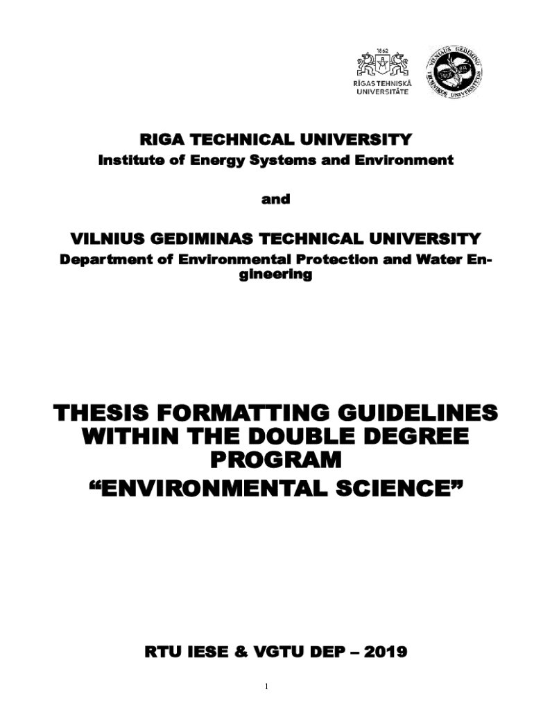 Fillable Online Thesis Formatting Guidelines Within the Double Degree Program Fax Email Print ...