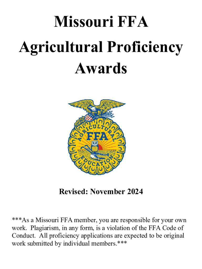 Fillable Online Missouri Ffa Agricultural Proficiency Awards Handbook ...
