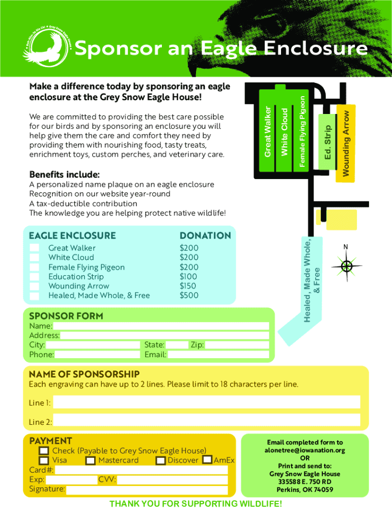Fillable Online Eagle Enclosure Sponsorship Fax Email Print - pdfFiller