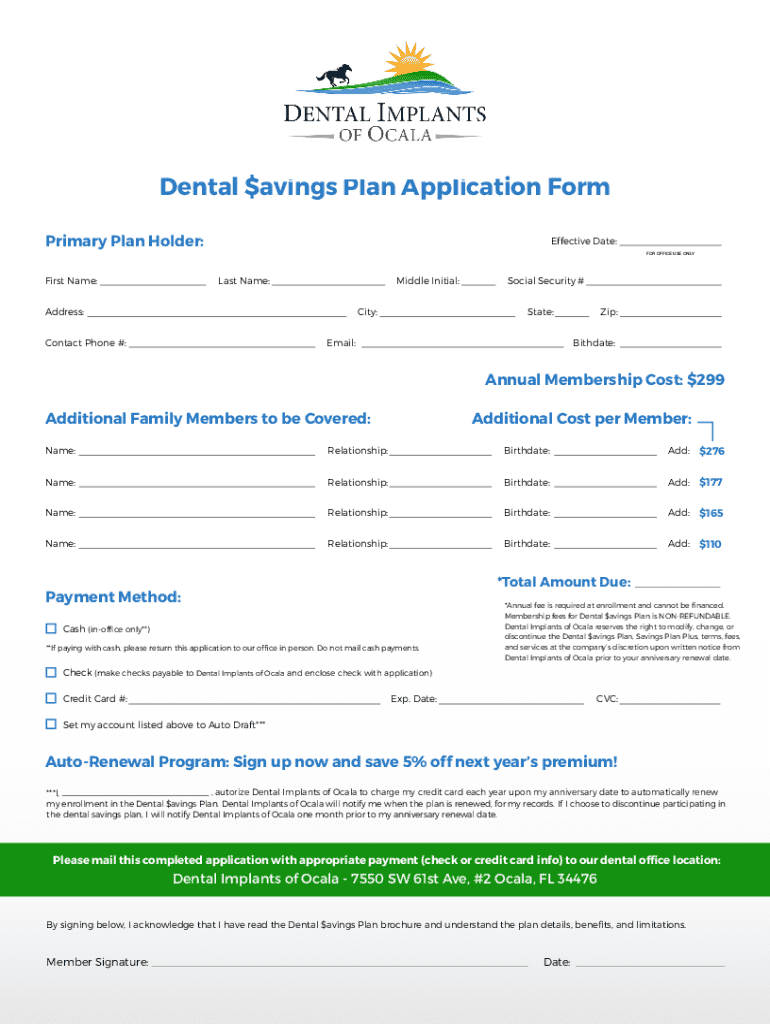 Fillable Online Dental $avings Plan Application Fax Email Print - pdfFiller