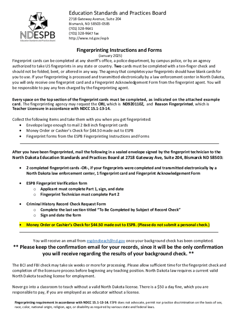 Fillable Online Fingerprinting Instructions for Educators Fax Email Print - pdfFiller