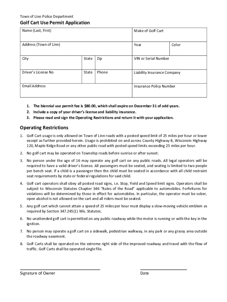 Fillable Online Golf Cart Use Permit Application Instructions Fax Email ...