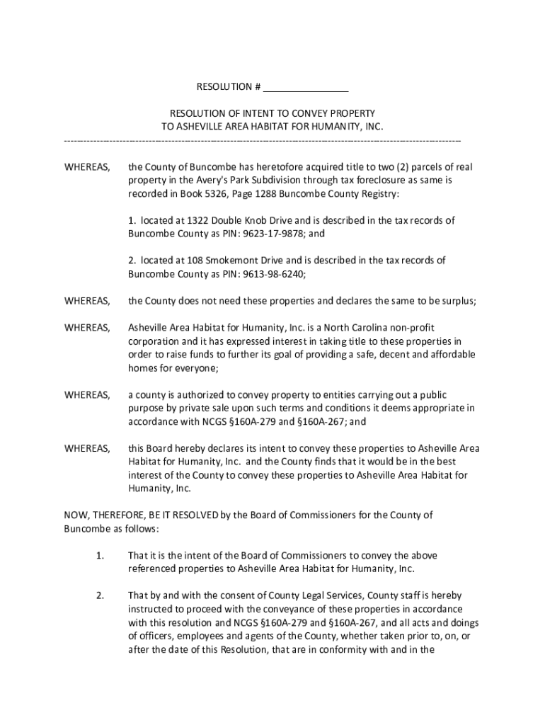 Fillable Online RESOLUTION OF INTENT TO CONVEY PROPERTY Fax Email Print ...