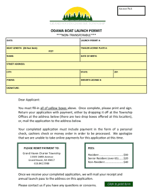 Fillable Online Odawa Boat Launch Permit Application Fax Email Print ...
