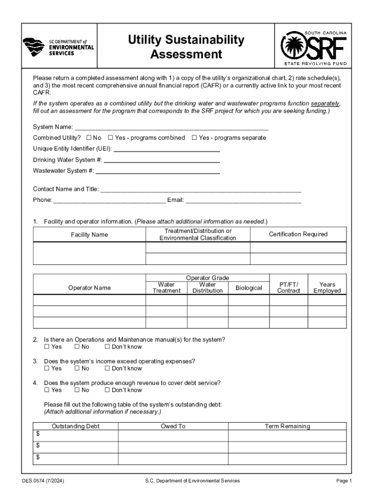 Fillable Online Utility Sustainability Assessment Fax Email Print - pdfFiller