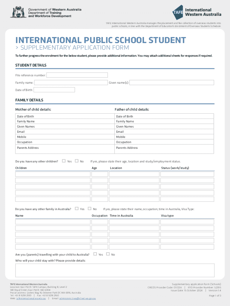 Fillable Online Supplementary Application for Overseas Students Fax Email Print - pdfFiller